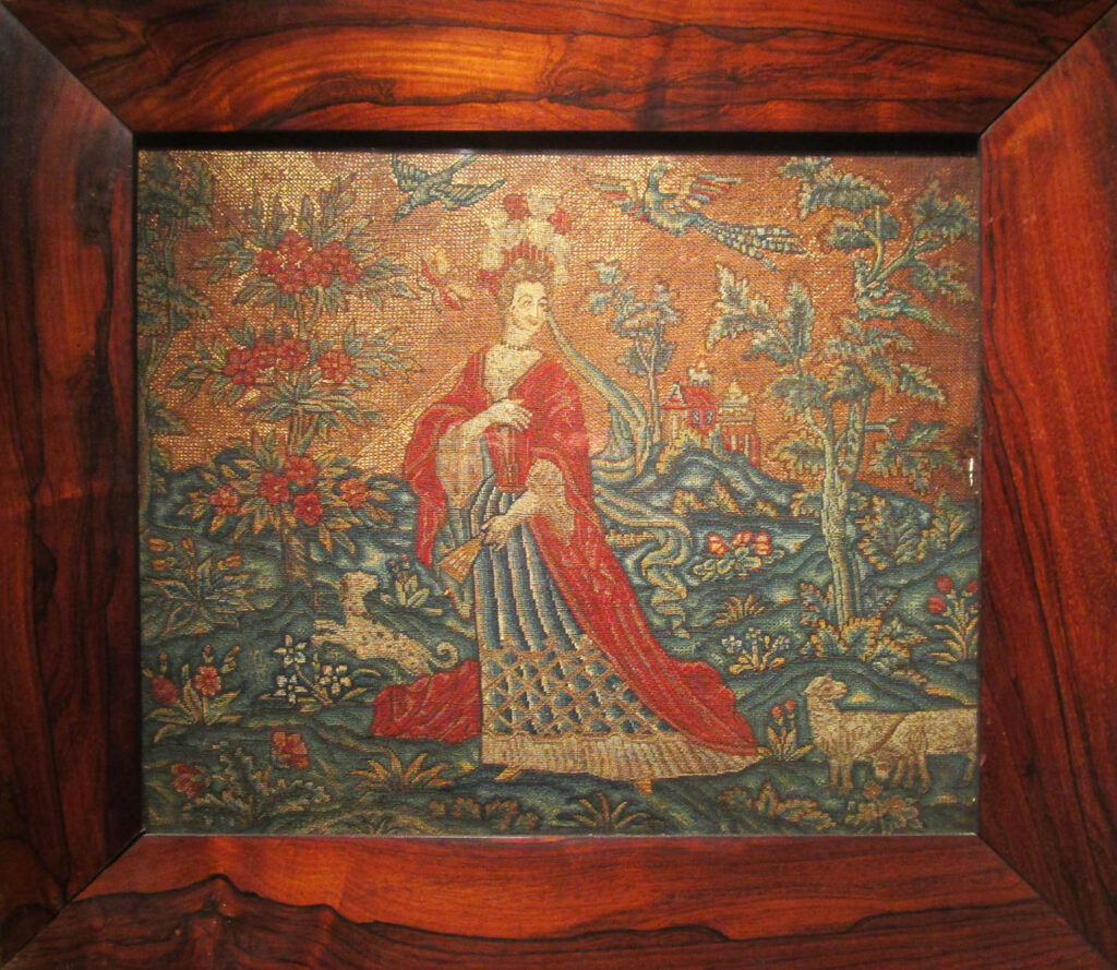English Queen Anne Needlework Picture, circa 1710 - Scarlet Letter